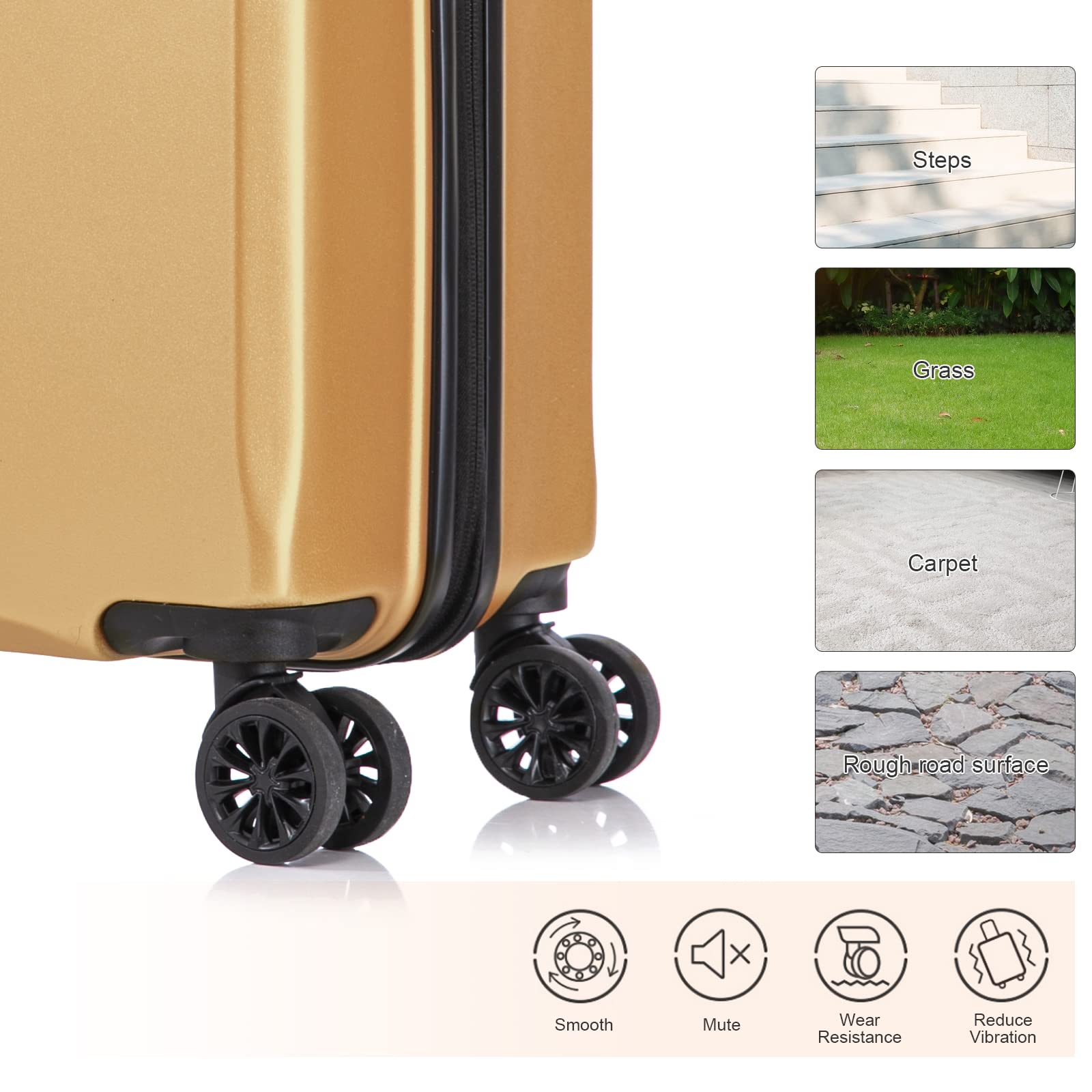 Apelila 4PC Luggage Sets -Carry On Luggage Hardshell Luggage Sets Carry On Spinner Luggage Traveling Suitcase