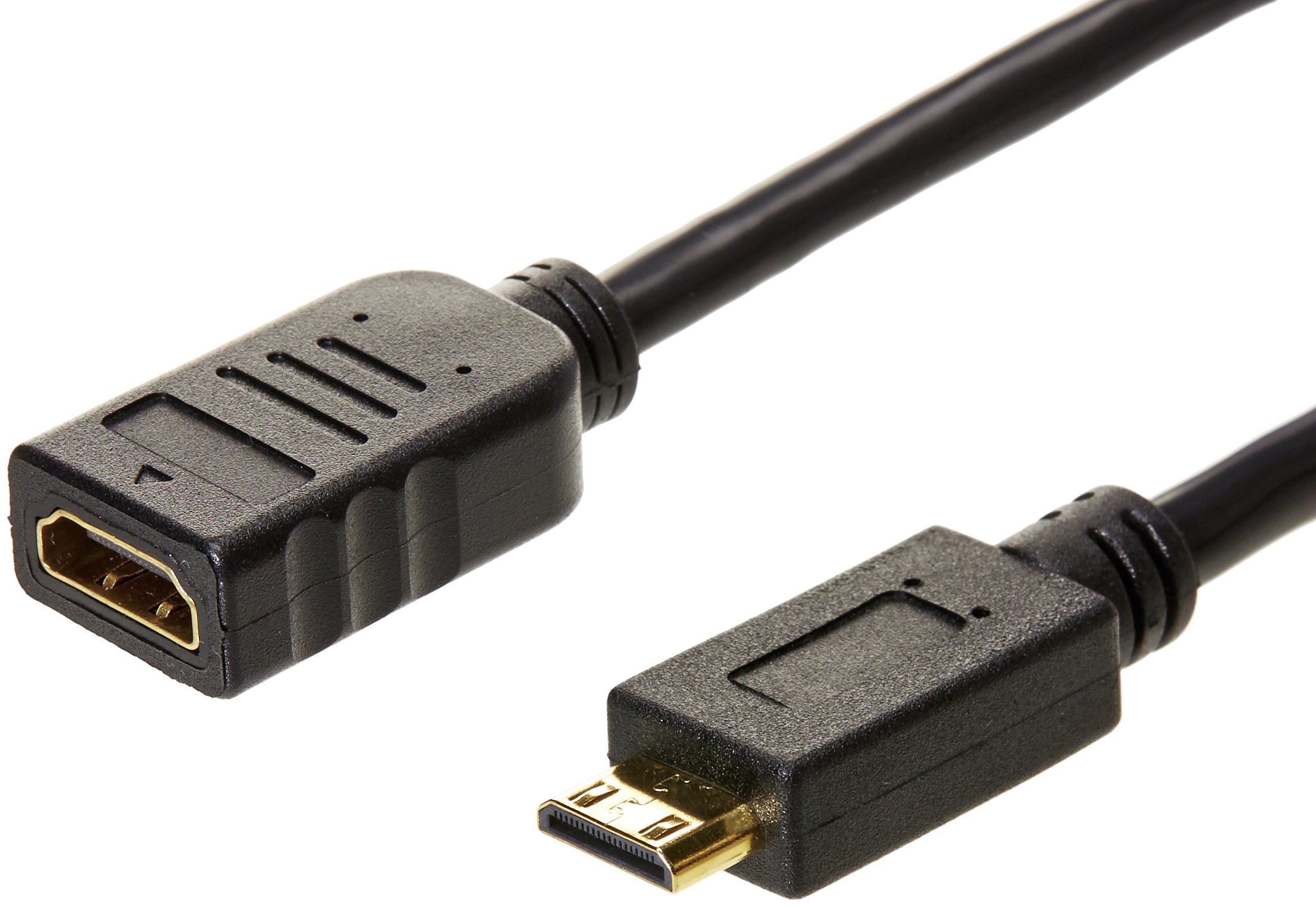 Amazon Basics Mini HDMI Male to HDMI Female Converter Adapter Cable - 6-Inch, 2-Pack, Black
