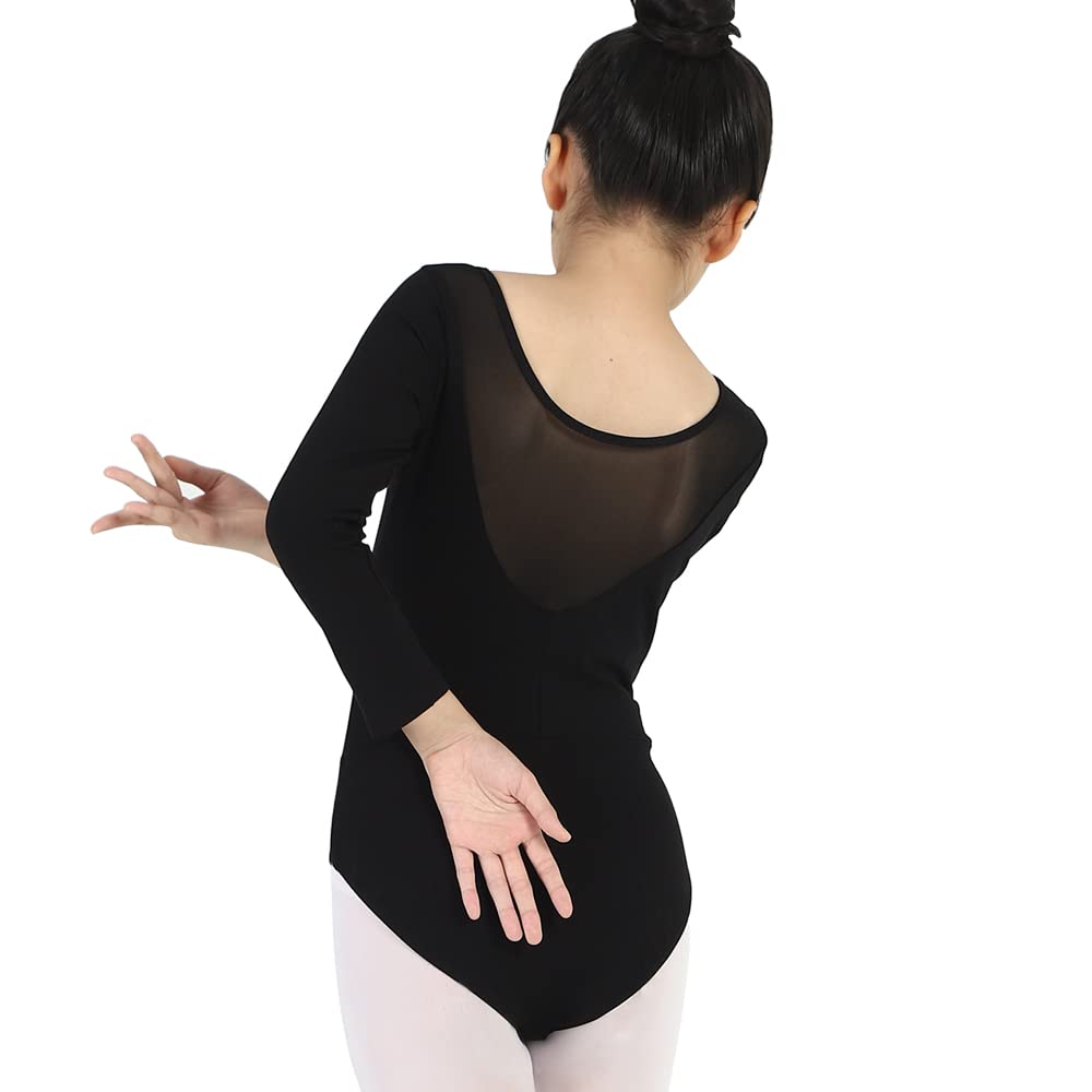 ASmileIndeep Ballet Leotard for Girls Long Sleeve Leotard for Dance, Gymnastics and Ballet (Black (Long Sleeve), Large)