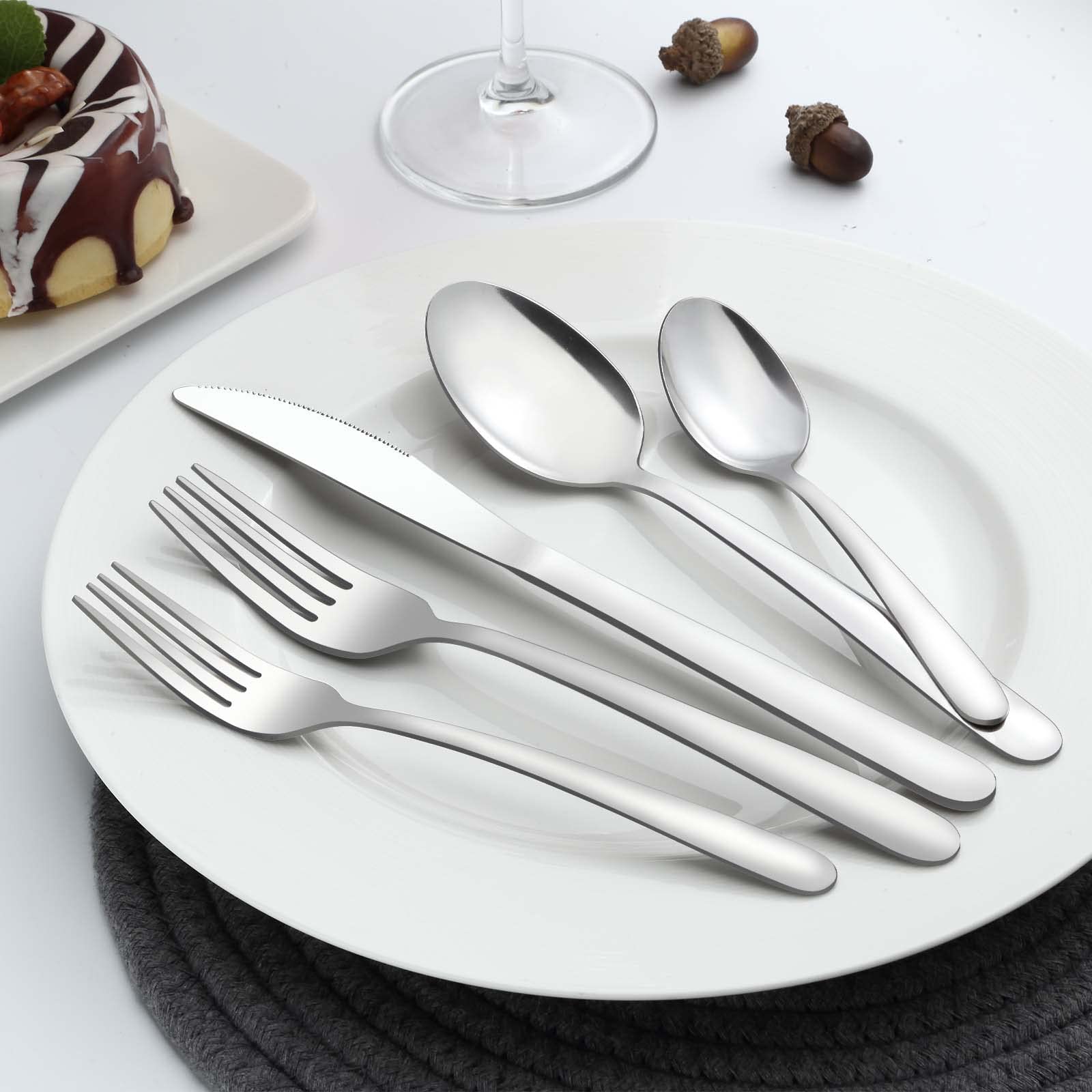 APEO 40 Piece Stainless Steel Silverware Set for 8, Premium Polished Flatware Sets, Forks Spoons and Knives Set, Food-Grade Cutlery Set for Home Kitchen Restaurant Hotel, Dishwasher Safe Utensils Set