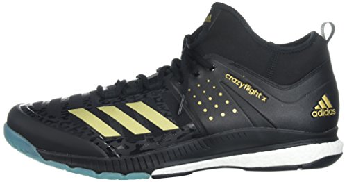 adidas Performance Men's Crazyflight X Mid Volleyball Shoes, Core Black/Gold Met/Icey Blue, 8 M US