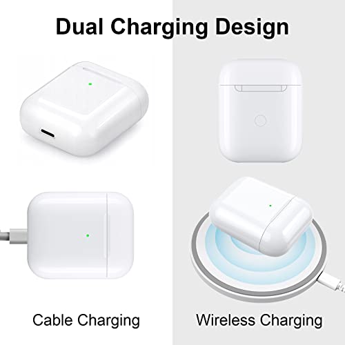 Airpods Charging Case Compatible for Airpods 1&2, Rantuns Wireless Charger Replacement Case for Air Pod, 450mAh Battery with Bluetooth Pairing Sync Button, NO Earbuds Include, White