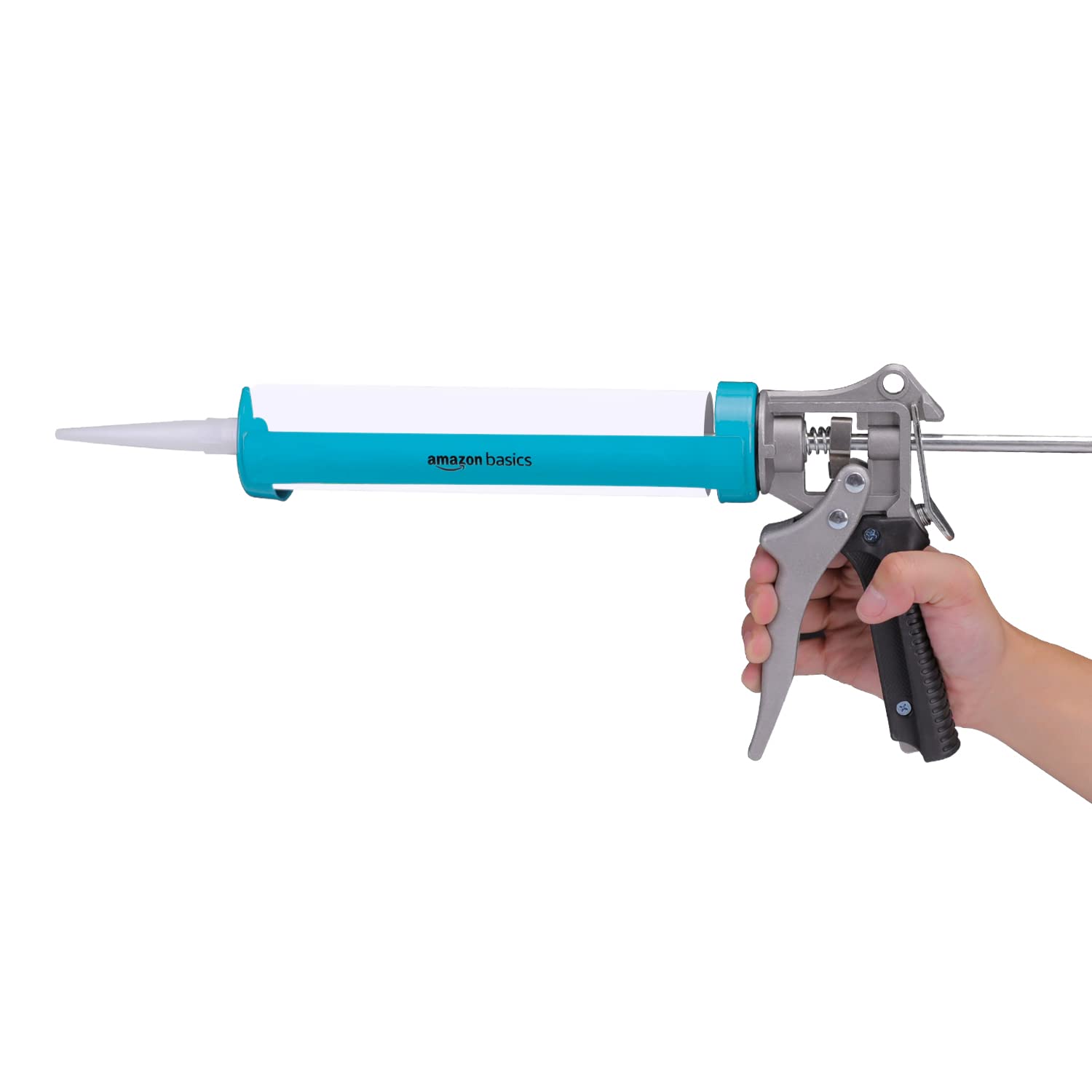 Amazon Basics Heavy Duty Sealant Caulking Gun -310ml/10oz - 12:1 Thrust Ratio, Aluminum handle with plastic support grip, Blue and Grey