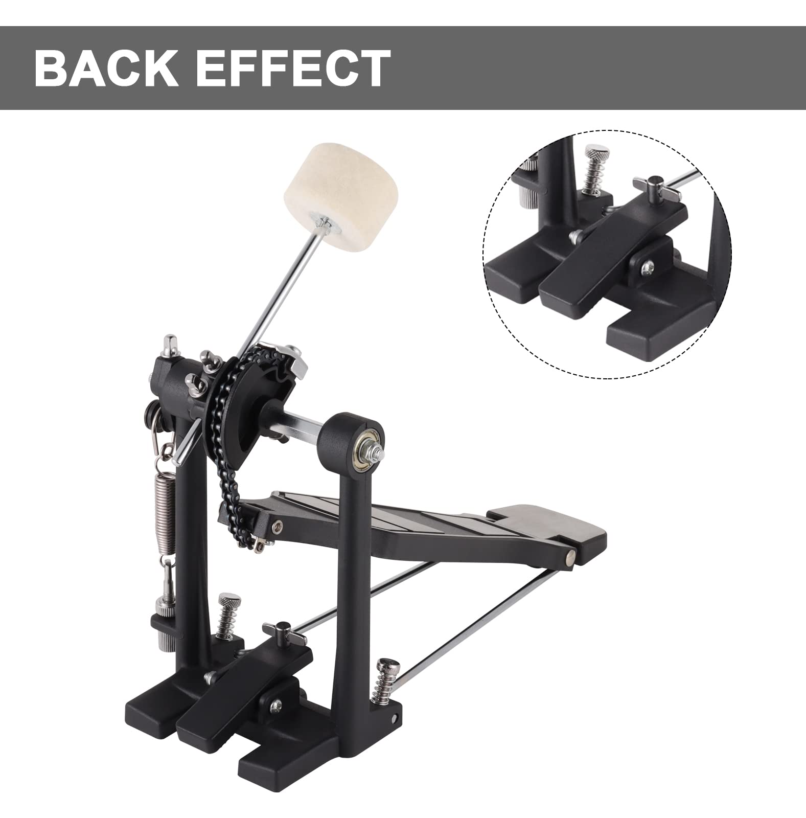 Bass drum pedal,Double Chain Drum Step on Hammer,Single Bass Drum Pedal come with Drum Beater Stick