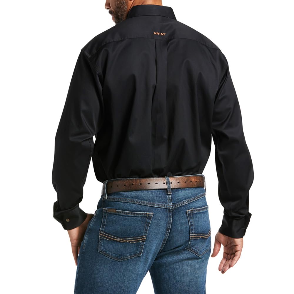 Ariat Mens Solid Twill Classic Fit - Long Sleeve Western Button-down Shirt, Black, X-Large US