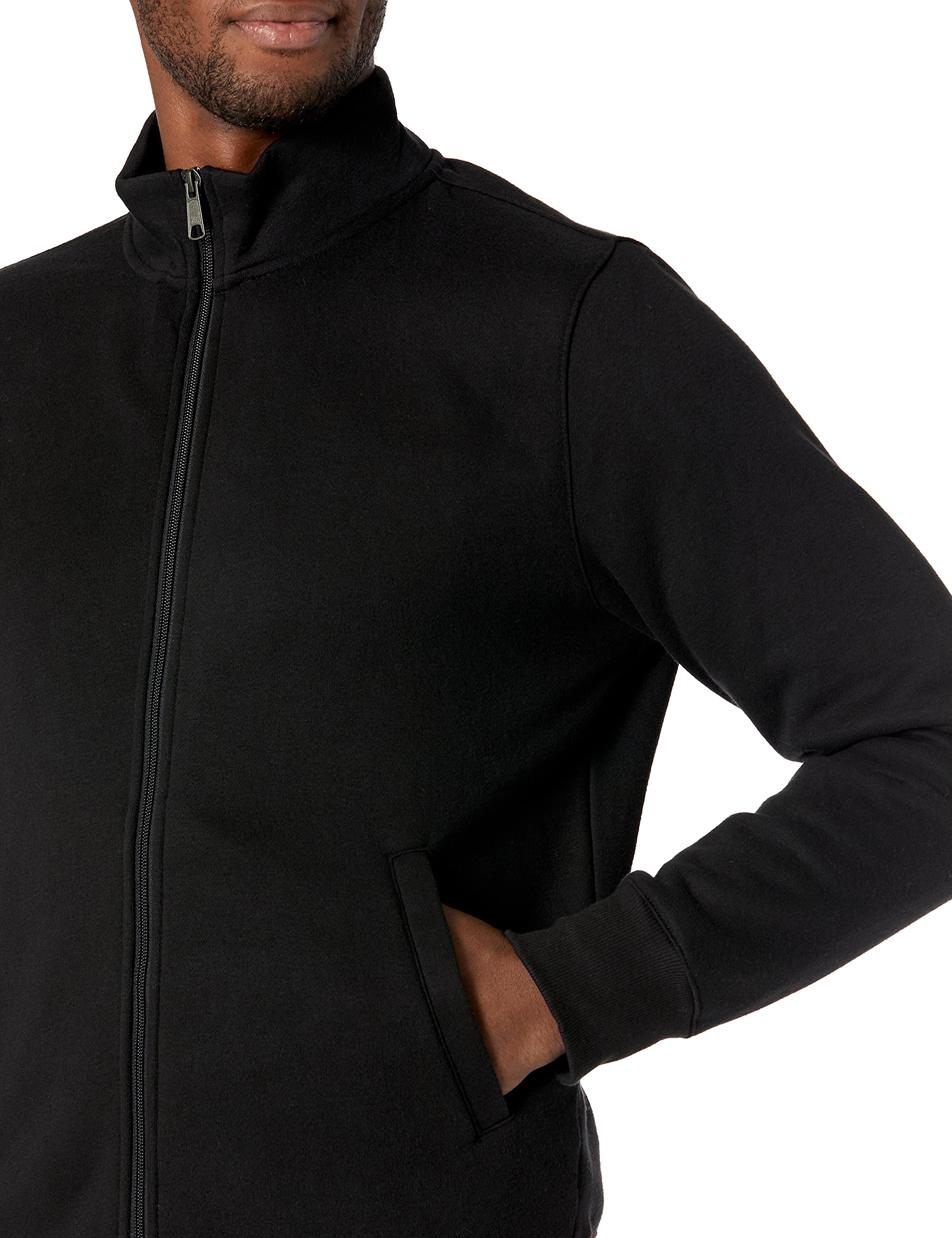 Amazon Essentials Men's Full-Zip Fleece Mock Neck Sweatshirt, Black, Medium