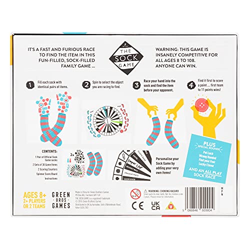 Green Brothers Games | The Sock Game | Board Game | Ages 8+ | 2+ Players | 5-30 Minutes Playing Time