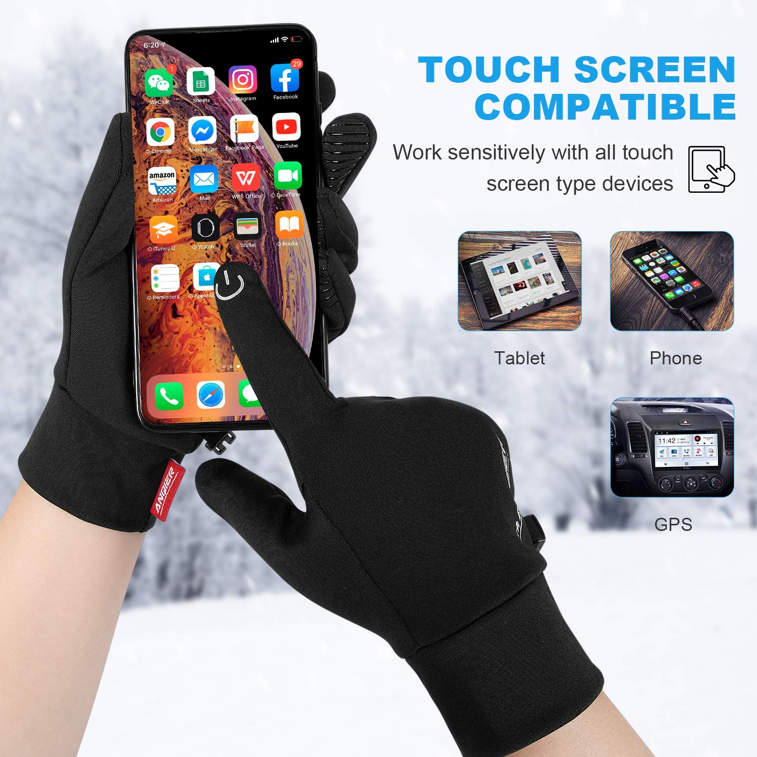 anqier Winter Gloves Warm Touchscreen Gloves Running Driving Cycling Gloves Men Women