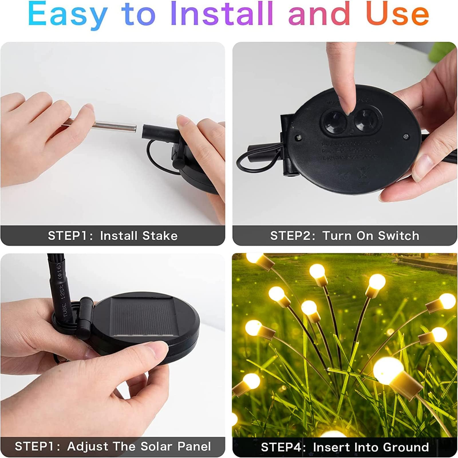 Albelt 6-Pack Solar Garden Lights Outside, 48 LED Swaying Firefly Solar Lights (Sway by Wind), Waterproof Solar Yard Lights for Outside Fairy Garden Decor Patio Pathway Landscape (Warm White)