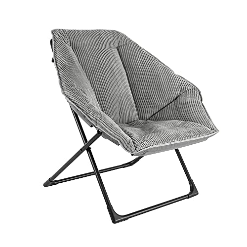 Amazon Basics Hexagon Shaped Chair with Foldable Metal Frame, Grey, 33.5"D x 31.5"W x 34.3"H