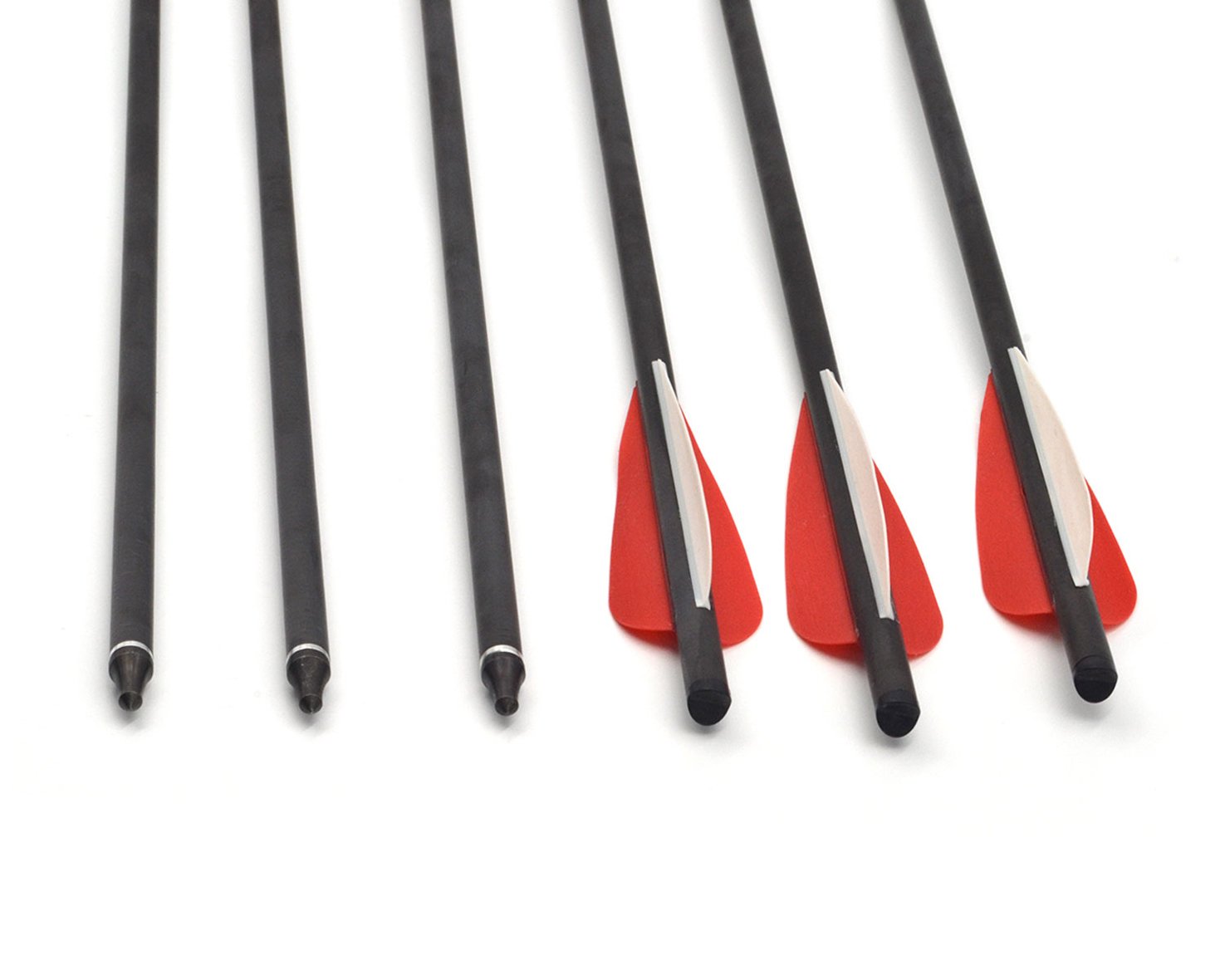 ALBERTU Archry Sharly 20'' Carbon Crossbow Arrows Half-Moon Nocks with Replacement Screw-in Field Points 12 Pack