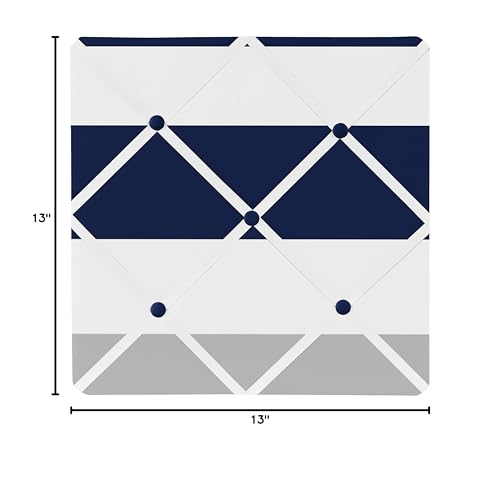 Navy Blue, Gray and White Fabric Memory/Memo Photo Bulletin Board for Stripe Collection