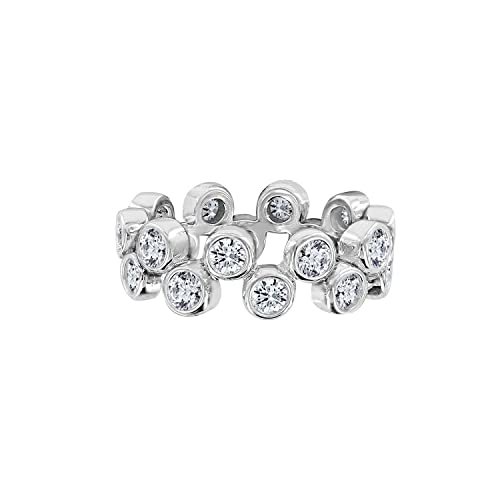 Amazon Essentials Platinum Plated Sterling Silver Infinite Elements Cubic Zirconia Round Bezel Ring, Size 6, (previously Amazon Collection)
