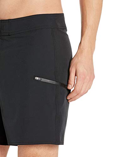 Amazon Brand - Peak Velocity Men's 7'' Athletic-Fit Performance Board Short, Black, Large