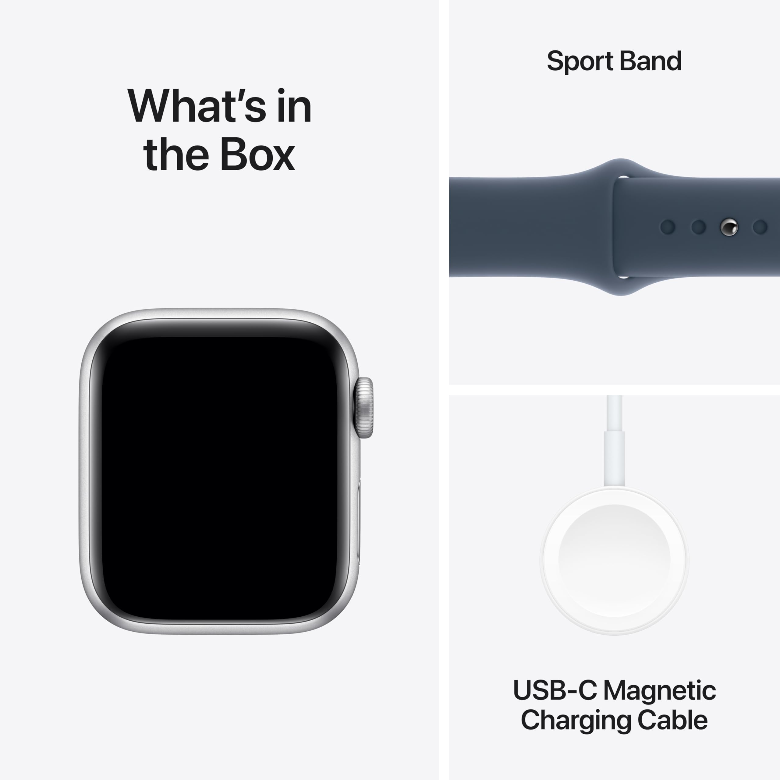 Apple Watch SE GPS + Cellular 40mm Silver Aluminum Case with Storm Blue Sport Band - S/M with AppleCare+ (2 Years)