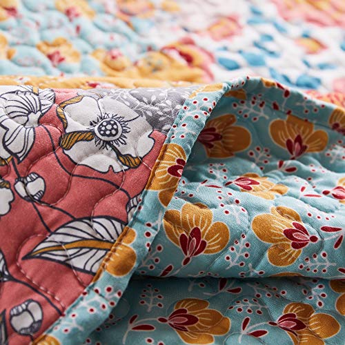 Greenland Home Carlie Modern Floral Reversible Quilt Set, 3-Piece King, Calico Patches