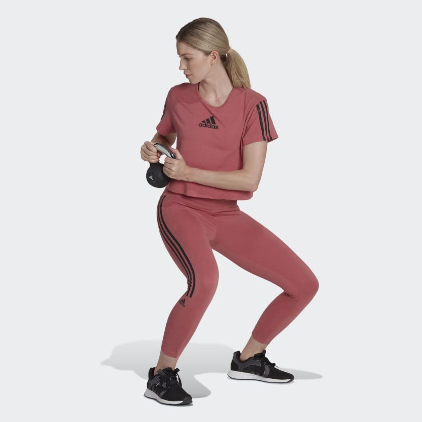 adidas Women's AEROREADY Cotton-Touch Cropped Sport Tee, Wonder Red, Large
