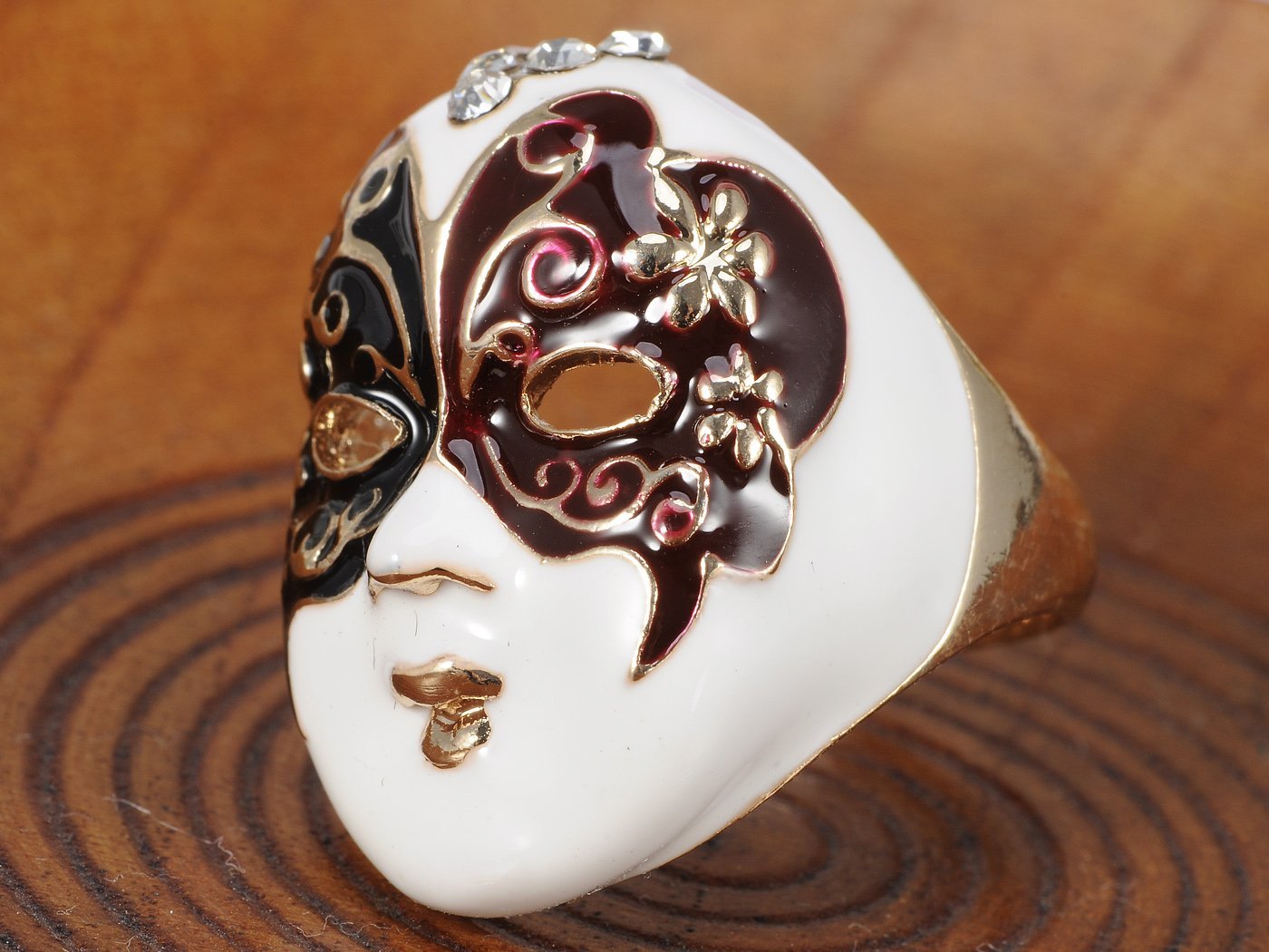 Alilang Enamel Paint Butterfly Venetian Masquerade Lady Face Mask Ring