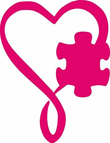Autism Infinity Heart Puzzle Piece Weight Lifting Decal Vinyl Sticker Auto Car Truck Wall Laptop 6" Tall - Red Color