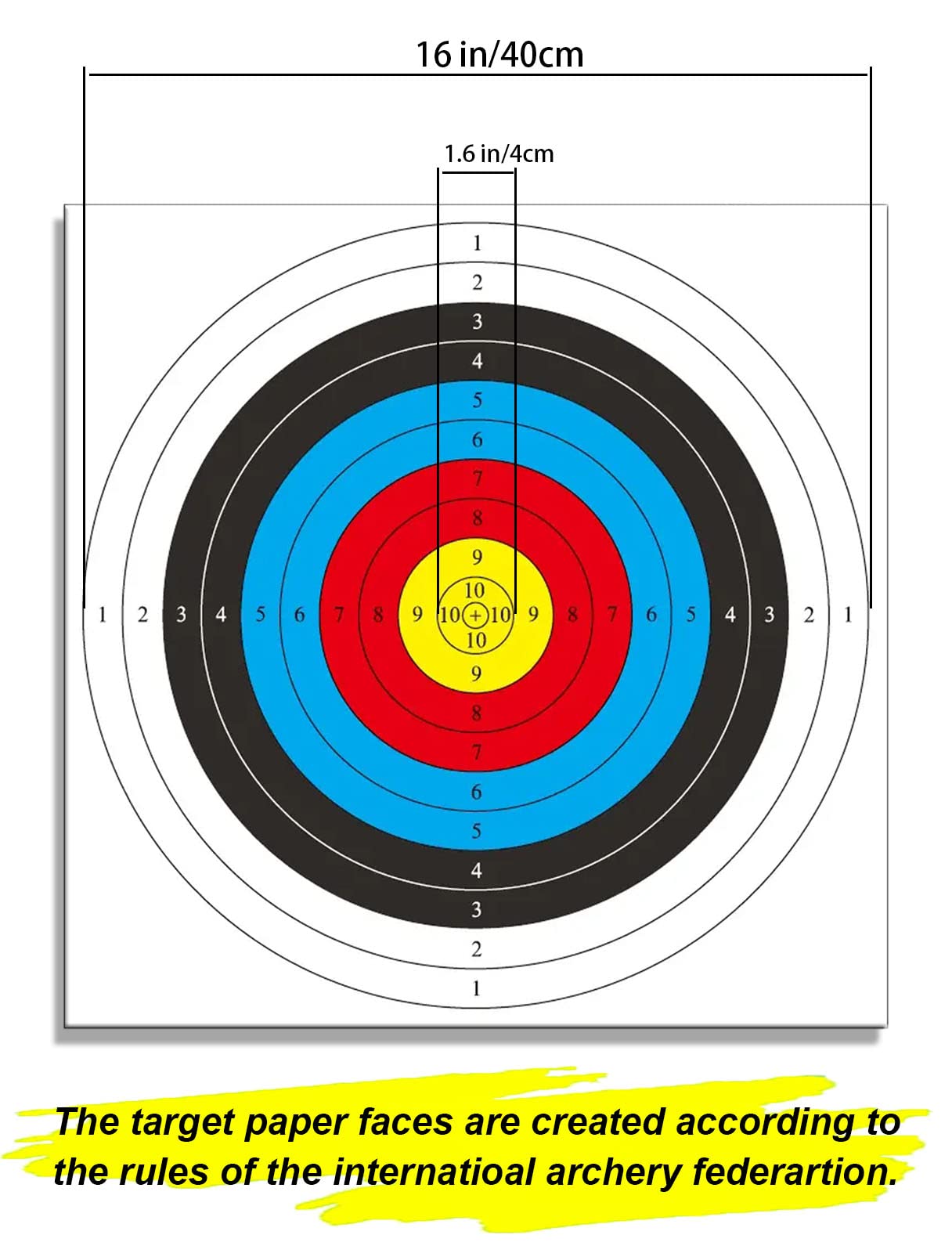 Archery Targets Paper for Backyard,Bow Arrow Targets for Hunting & Archery Targets,Target Practice Accessories(30pcs Standard Archery 16x16 in,10 Rings)