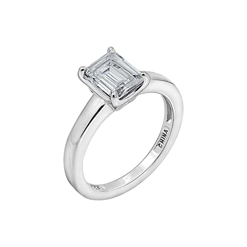 Amazon Essentials Platinum Plated Sterling Silver Infinite Elements Cubic Zirconia 1.5cttw Cushion Solitaire Engagement Ring, Size 9, (previously Amazon Collection)