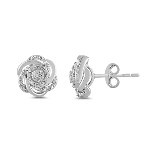 Amazon Essentials Sterling Silver Diamond 7 Stones Cluster Flower Stud Earrings (previously Amazon Collection)