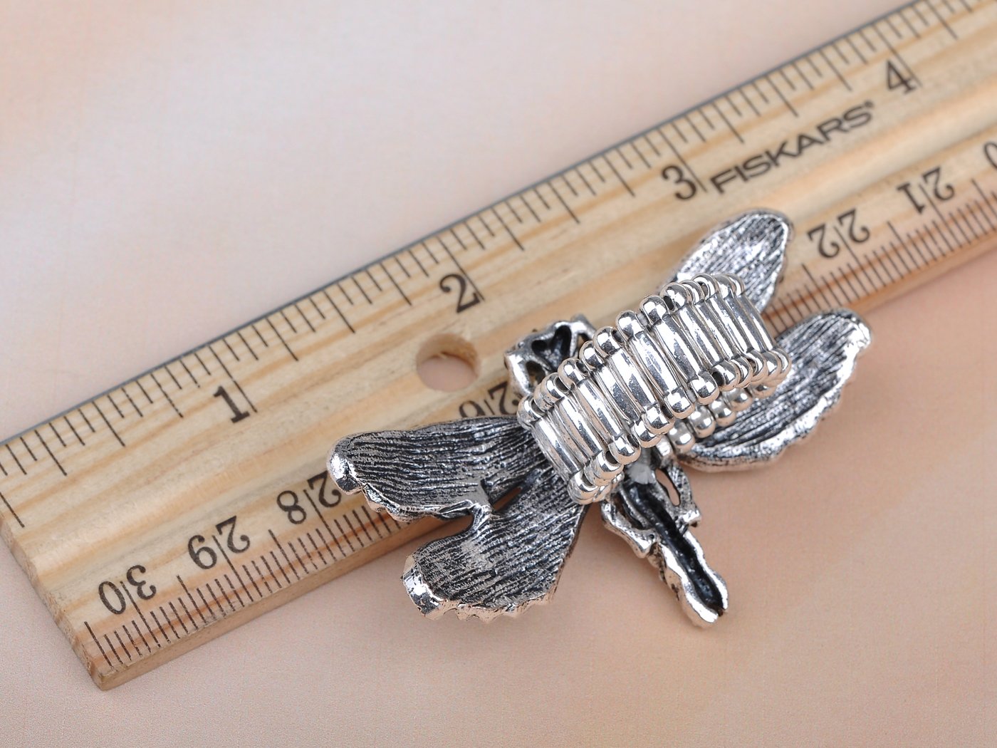 Alilang Gunmetal Tone Shine Clear Rainbow Crystal Rhinestones Dragonfly Ring