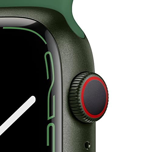 Apple Watch Series 7 (GPS + Cellular, 45mm) Green Aluminum Case with Clover Sport Band, Regular (Renewed)