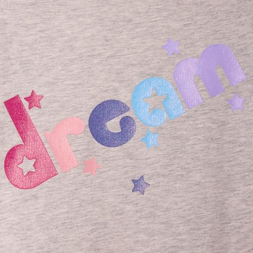 Amazon Essentials Girls' Short-Sleeve T-Shirt Tops (Previously Spotted Zebra), Pack of 4, Black Unicorn/Grey Text Print/Light Pink/Lilac, X-Large