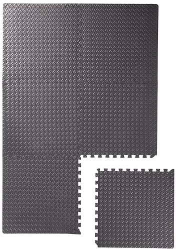 Amazon Basics Interlocking Foam Floor Mat Tiles for Home Gym Exercise, 24.7 x 24.7 x .5 Inches, Black - Pack of 6