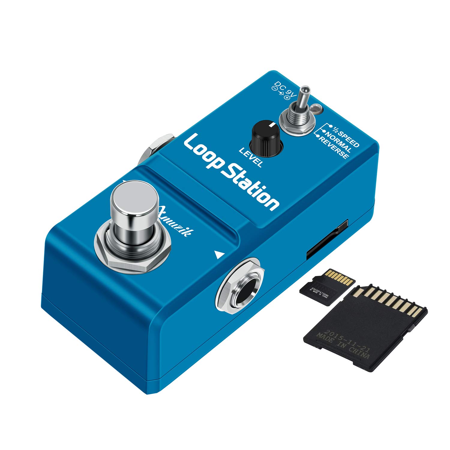 Amuzik Guitar Looper Station Loop Effects Pedals Unlimited Overdubs 10 Minutes of Looping, 1/2 time, and Reverse,3 Modes built-in SD Card for Memory