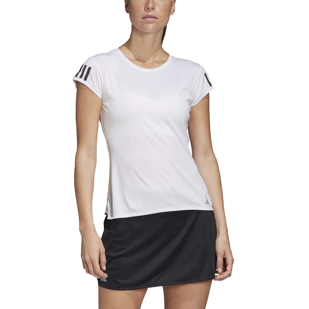 adidas womens 3-Stripes Club Tee White/Matte Silver/Black Medium