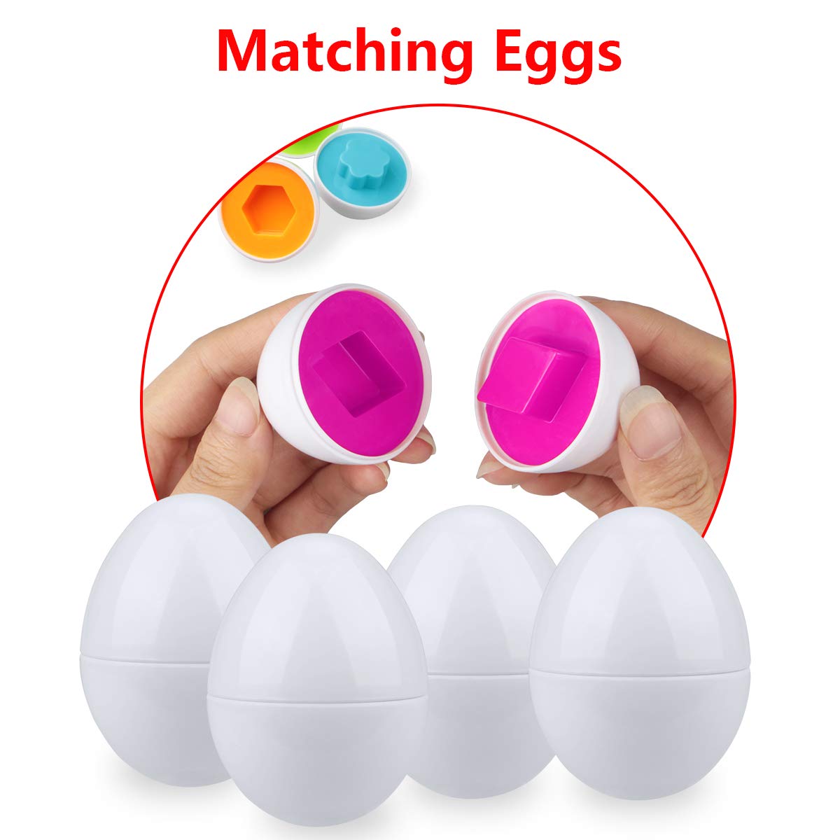 Aitey Matching Egg, Toddler Educational Easter Egg Toys Shapes and Colors Learning Toys Matching Egg Set for Kids Boy Girl Gift 3 Year Old and Up (12 Eggs)