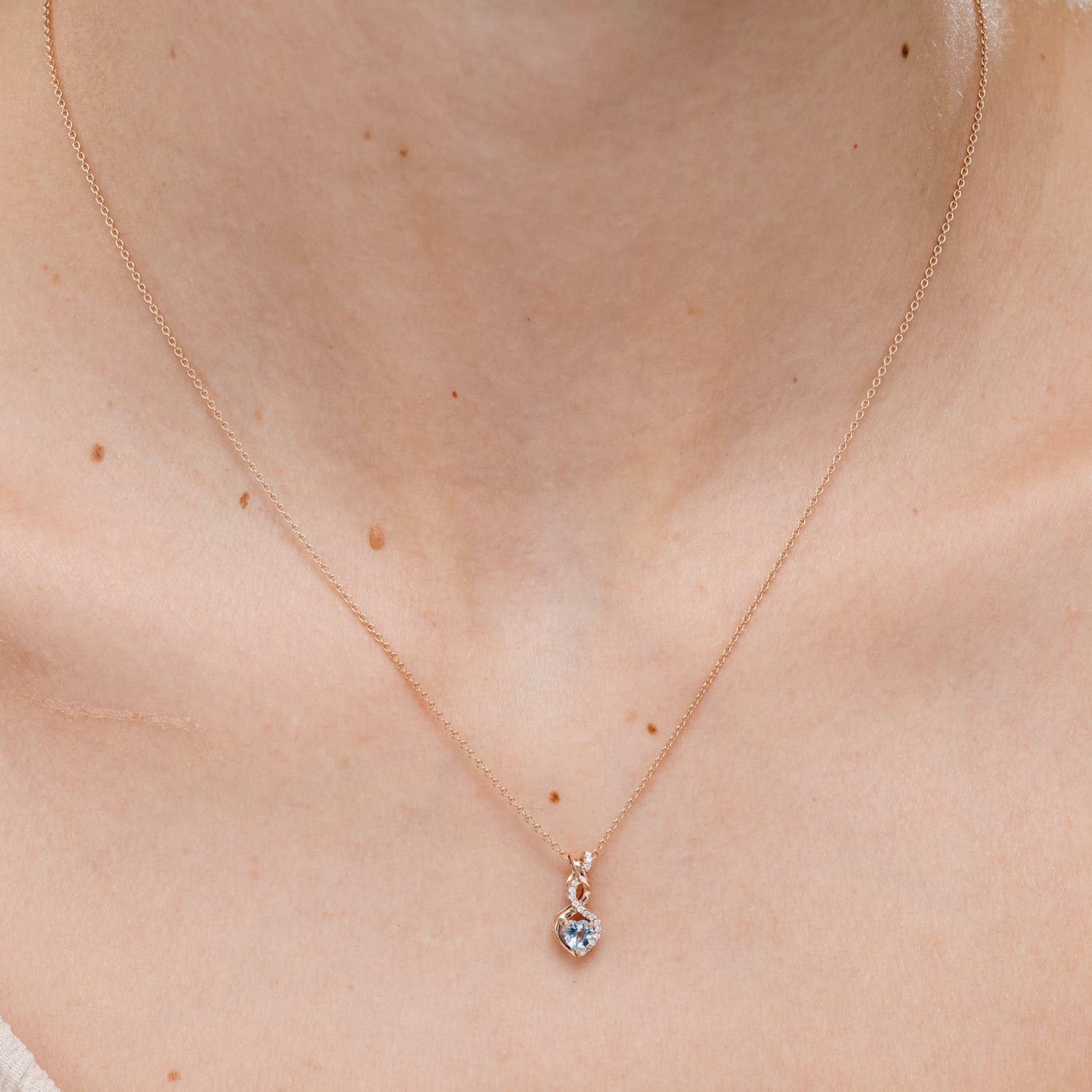 Angara Women Sterling Silver Natural Aquamarine Heart Pendant Necklace