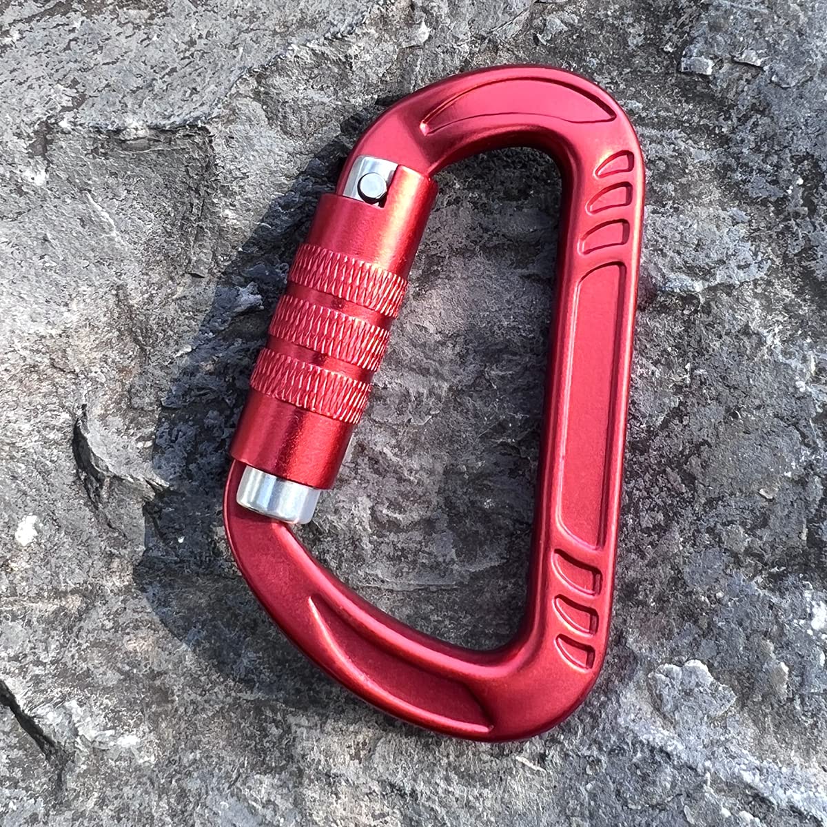 Auto Locking Carabiner Clips, 2Pack Heavy Duty Lightweight Aviation Aluminum D Shape Style Carabiner for Hiking Camping Hammock Keychain Dog Leash (Red)