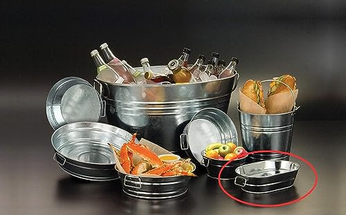 American Metalcraft MTUB69 Natural Galvanized Steel Oval Tub with Side Handle 8-5/8" L x 5-1/2" W x 2-1/2" H 32-ounce, Silver