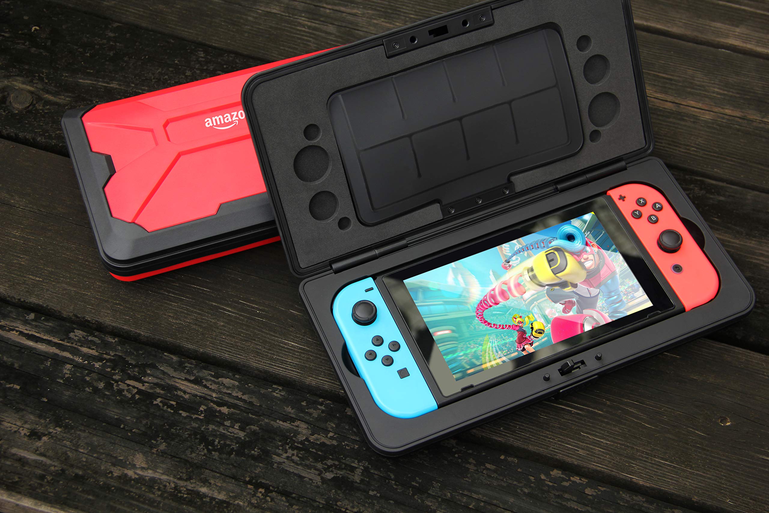 Amazon Basics Vault Case for Nintendo Switch, 10.5 x 5.4 x 1.8 inches, Red (Not compatible with Nintendo Switch OLED model)