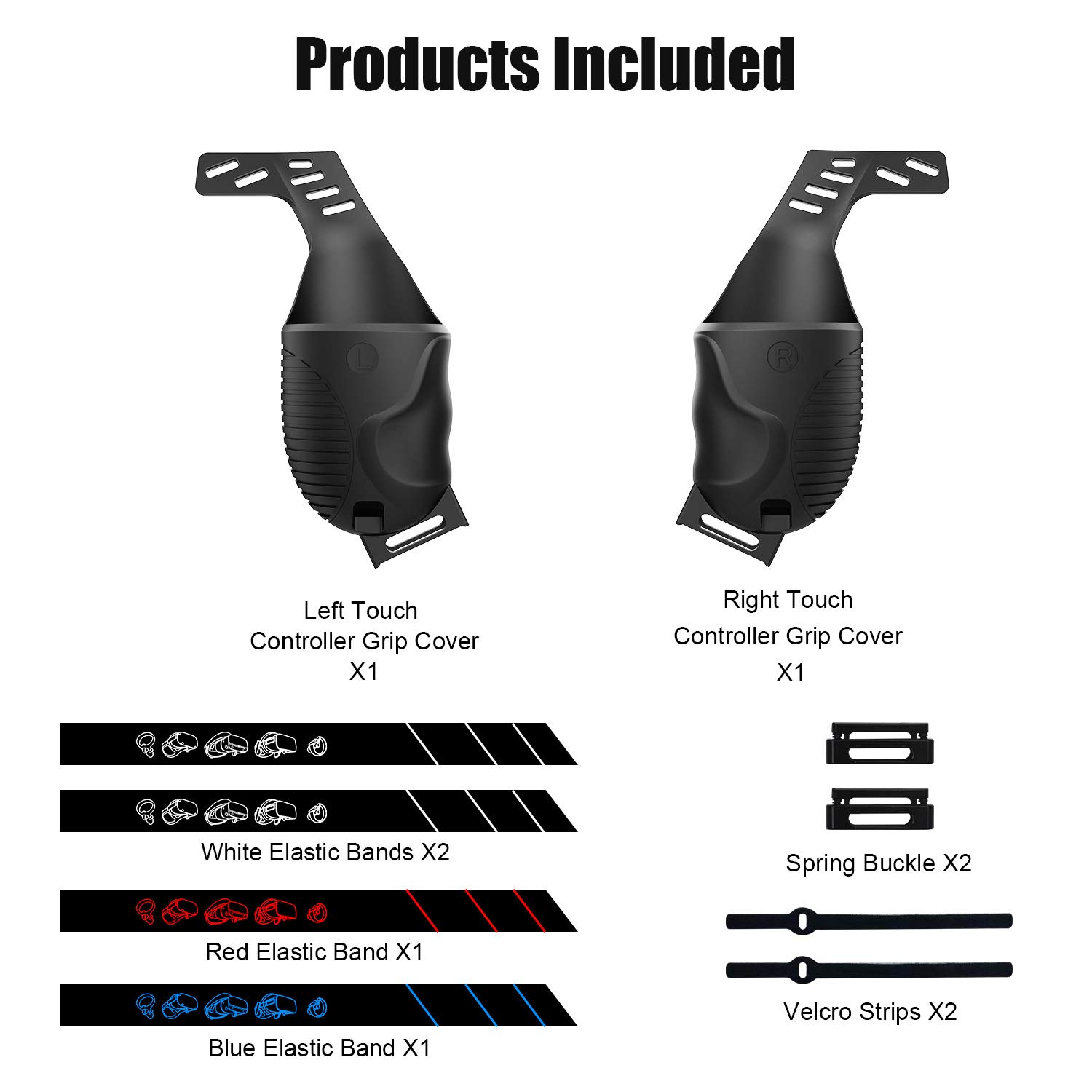 AMVR [Pro Version] Touch Controller Grip Cover for Oculus Quest or Rift S Anti-Throw Handle Protective Sleeve Accessories with Adjustable Wrist Knuckle Strap (B)
