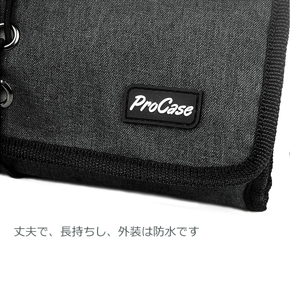 ProCase Electronic Organizer Cord Pouch, Travel Cable Charger Phone Accessories Bag Organizer Roll up Tech Carrying Case for USB Cables SD Memory Cards Earphone Flash Hard Drive –Black