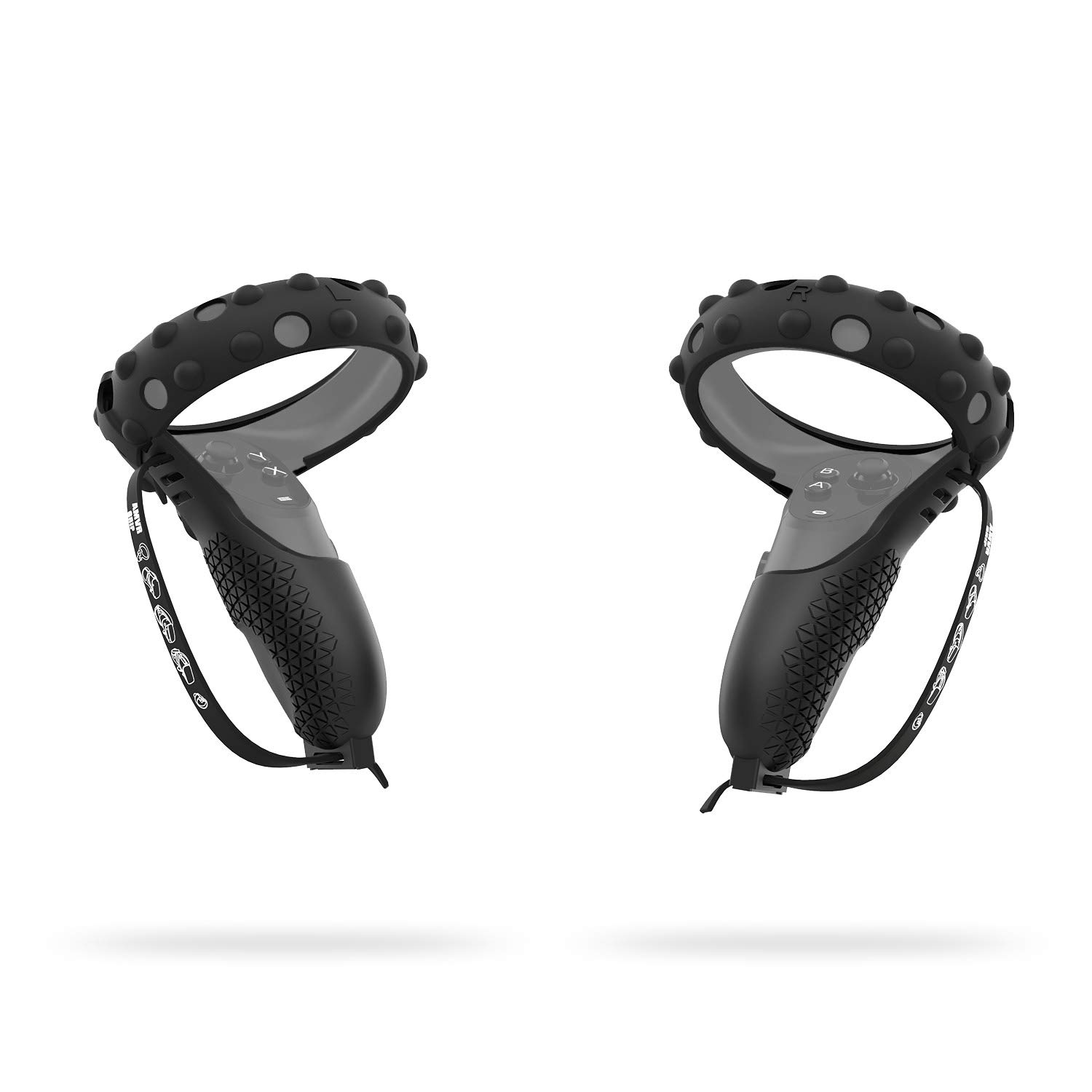 AMVR Touch Controller Grip Cover & Anti-Collision Silicone Protection Cover Ring Comfort Set for Oculus Quest 1 or Rift S Accessories, with Adjustable Wrist Strap Anti-Throw Handle Protective Sleeve