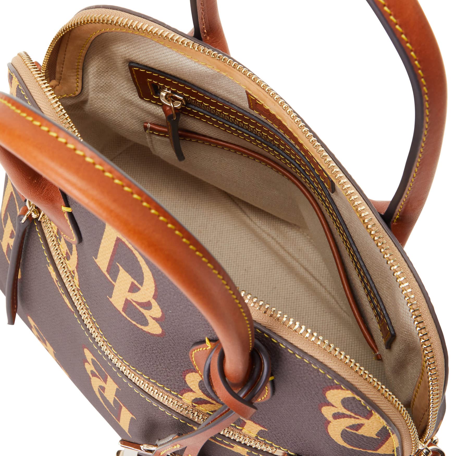 Dooney & Bourke Handbag, Monogram Domed Satchel - Brown Tmoro