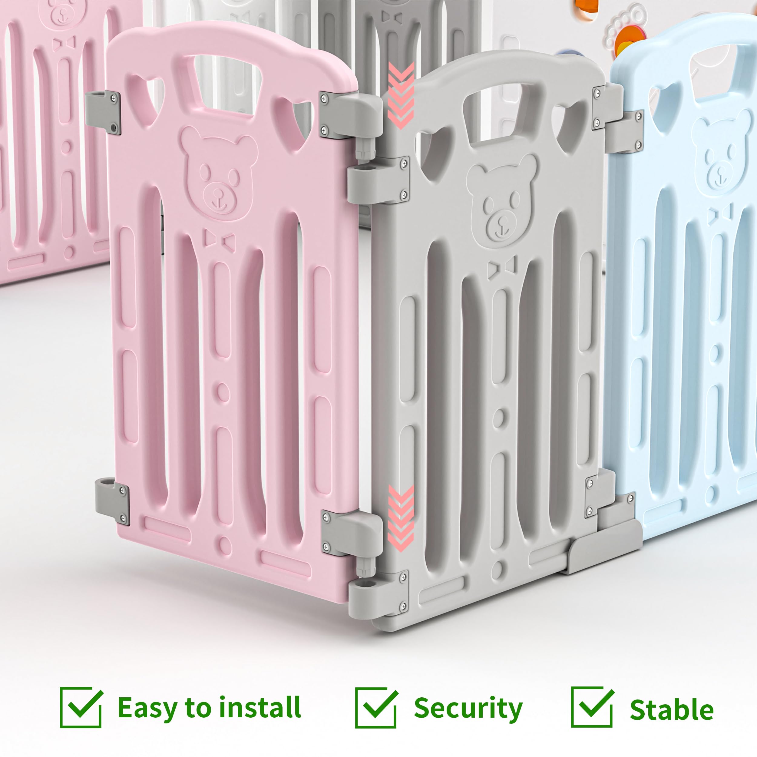 Baby Playpen Kids Activity Centre Safety Play Yard Home Indoor Outdoor New Pen (multicolour) (White) (Macarons Classic Set 14 Panel)