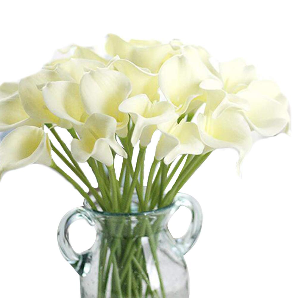 GUCHIS 30pcs Artificial Calla Lily Bridal Wedding Bouquet,Artificial Real Touch Latex Flowers for Home Garden Party Wedding Decoration