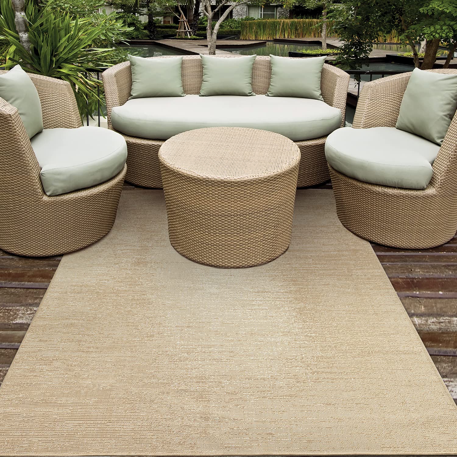 Antep Rugs Patio 5x7 Outdoor/Indoor Modern Abstract Area Rug (Blue, 5'3" x 7'6")