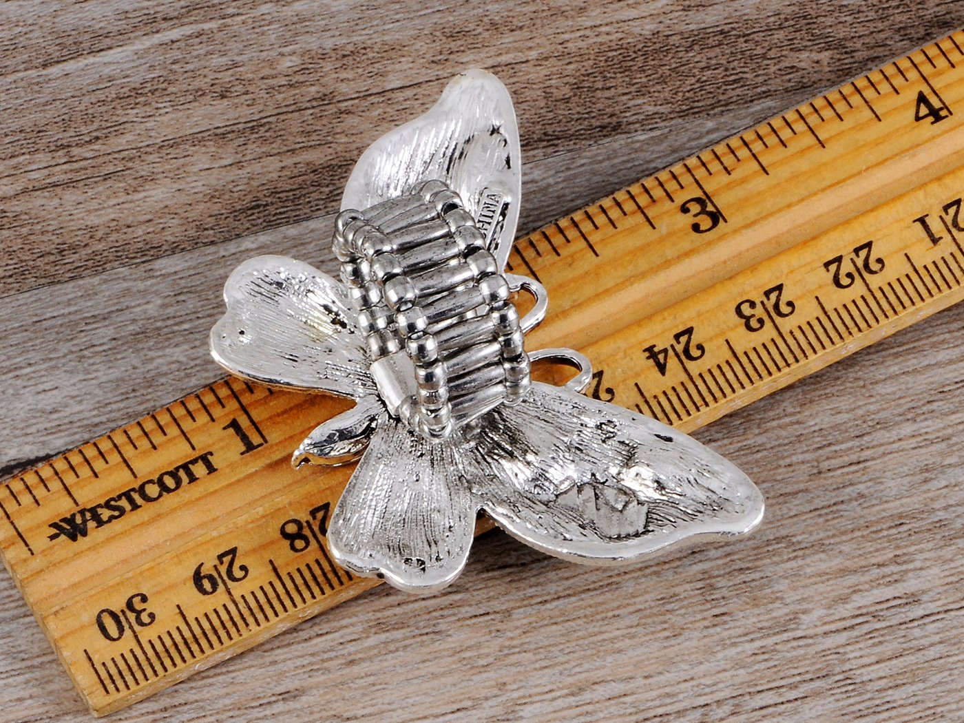 Alilang Czech Clear Crystal Rhinestone Butterfly Birthstone Bridal Wedding Gift Adjustable Ring