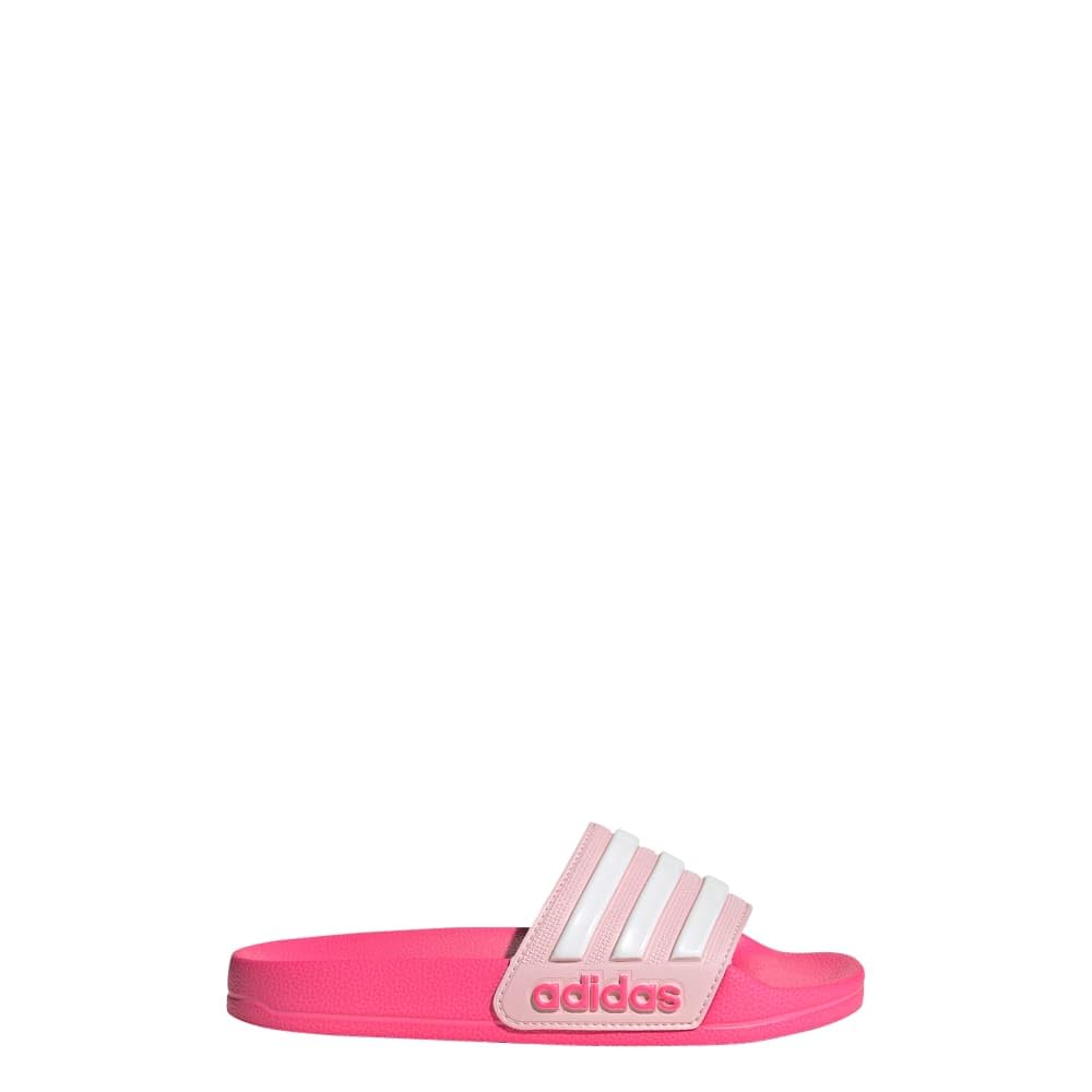 adidas Adilette Shower Slide Sandal, Clear Pink/White/Lucid Pink, 2 US Unisex Little Kid