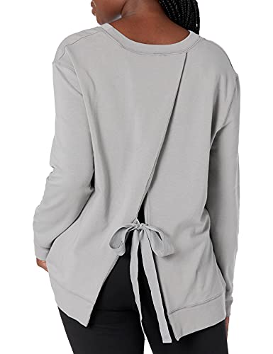 Amazon Brand - Daily Ritual Women's Relaxed Fit Terry Cotton and Modal Tie-Back Sweatshirt, sharkskin grey , XX-Large