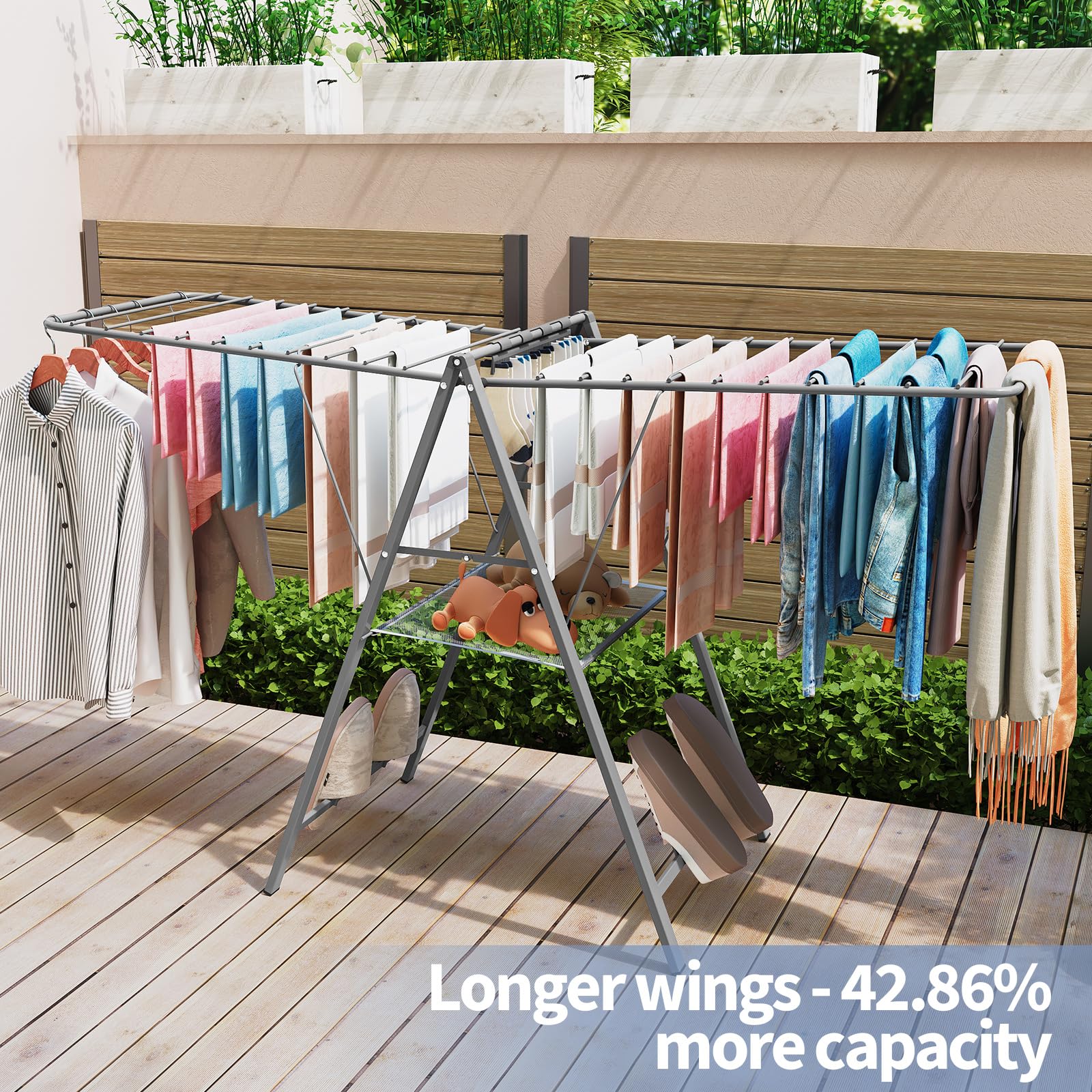 APEXCHASER Ultra Thin Drying Rack β Foldable Clothes Drying Rack with Enhanced Capacity - Convenient and Space-Saving, with Adjustable Wings.