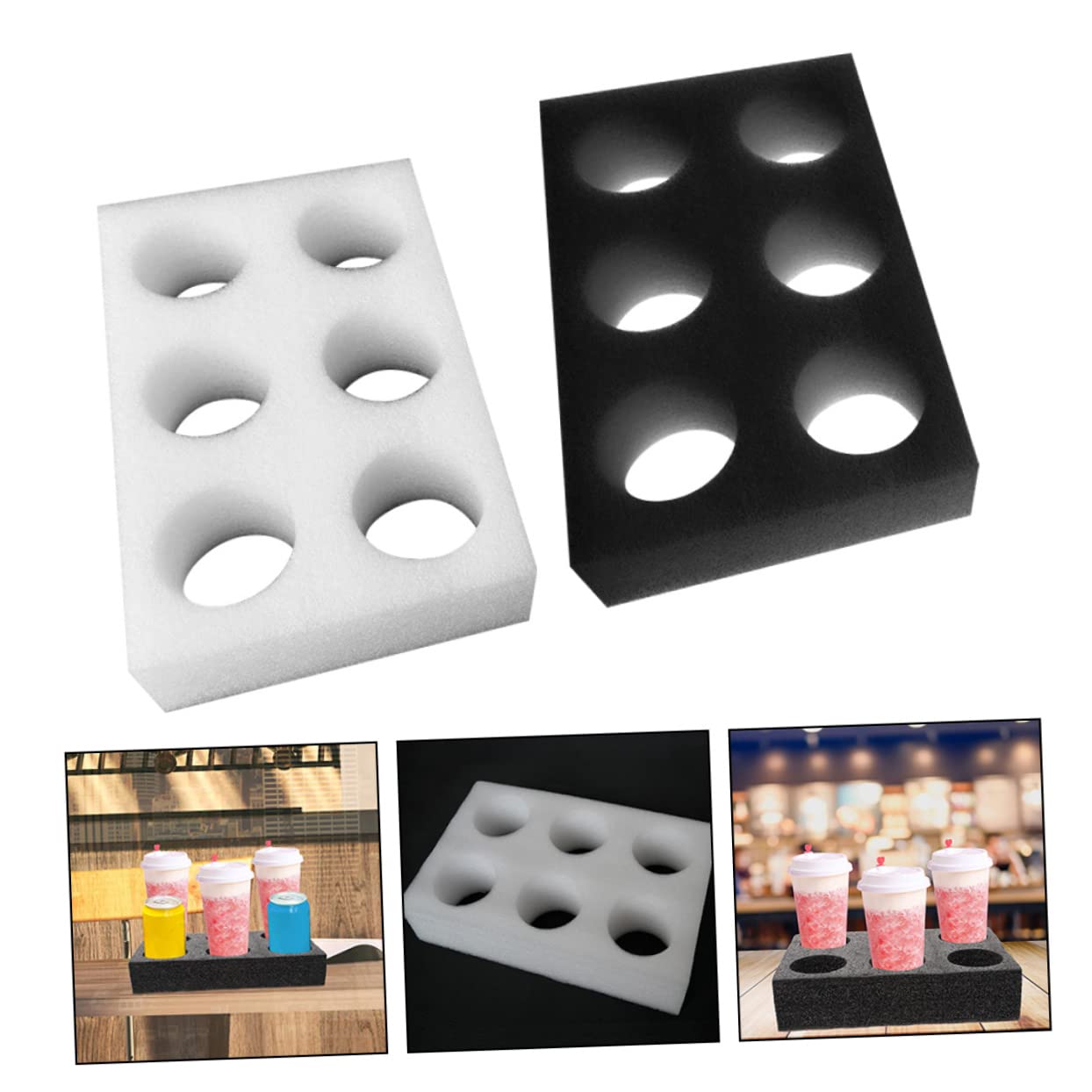 Alipis 6 Pcs Milk Tea Cup Holder to Go Drinks Carrier Cup Holder Trays Six-Holes Cup Holder Packing Trays Glass Car Cup Holder Drink Carrier Tray Universal Pearl Cotton Tea Set re-usable
