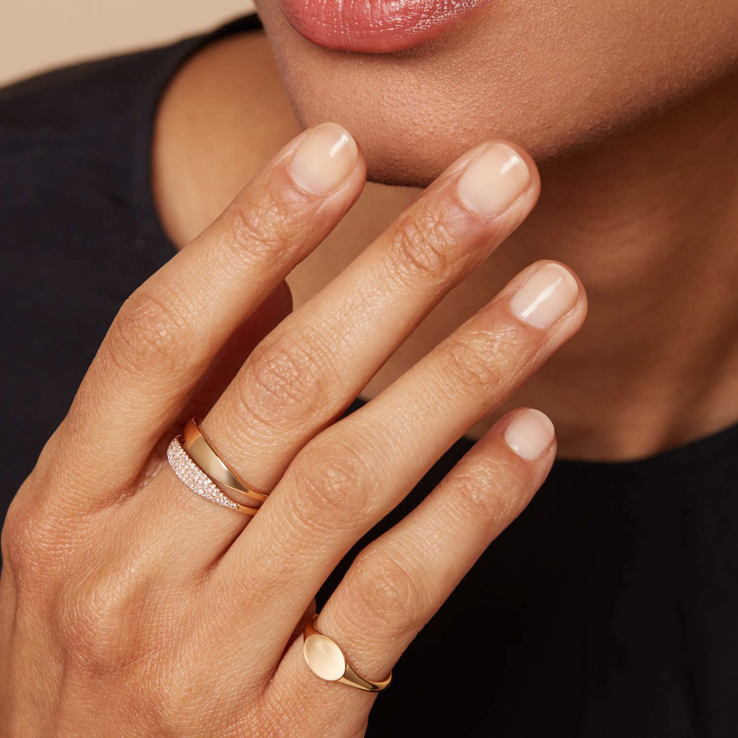 Aojun 14K Gold Vermeil S925 Sterling Silver CZ Simulated Diamond Wedding Band Ring Eternity Statement Stackable Ring for Women (Golds Vermeil, 8)